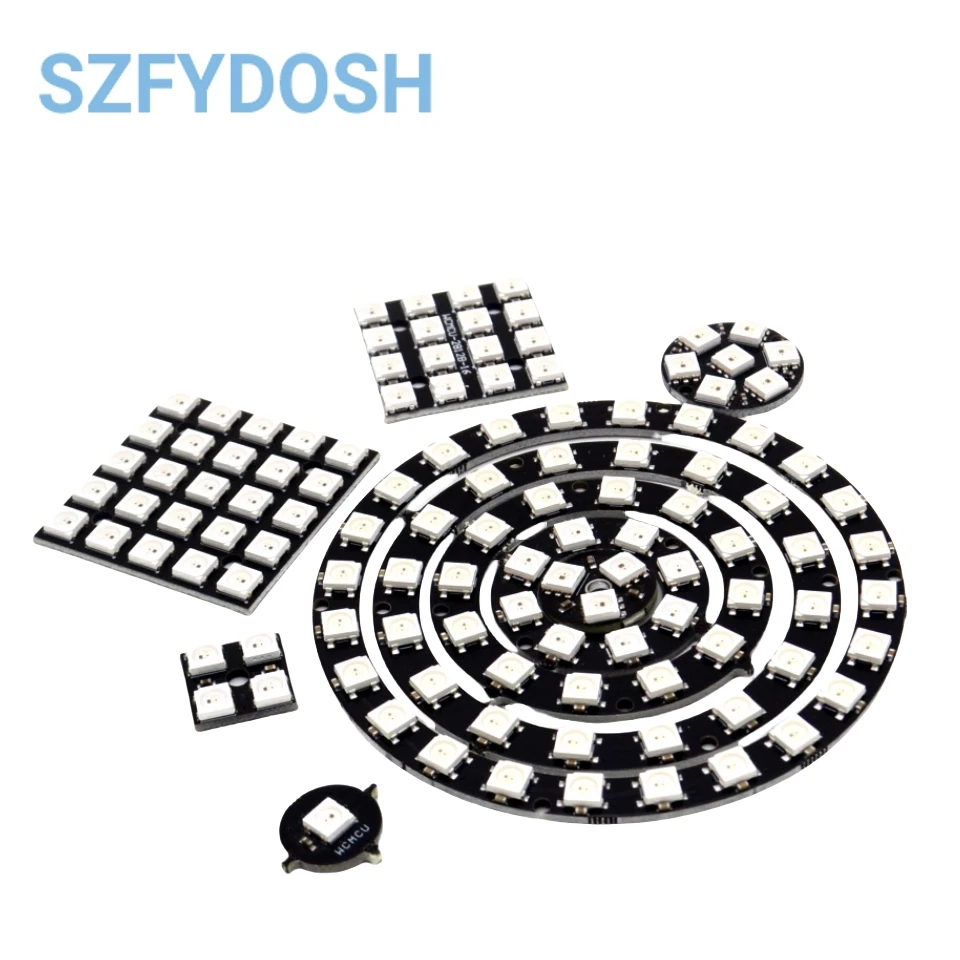 1/3/4/7/8/12/24/32/40/64-bit WS2812 5050 RGB LED Ring Built-in Full ...