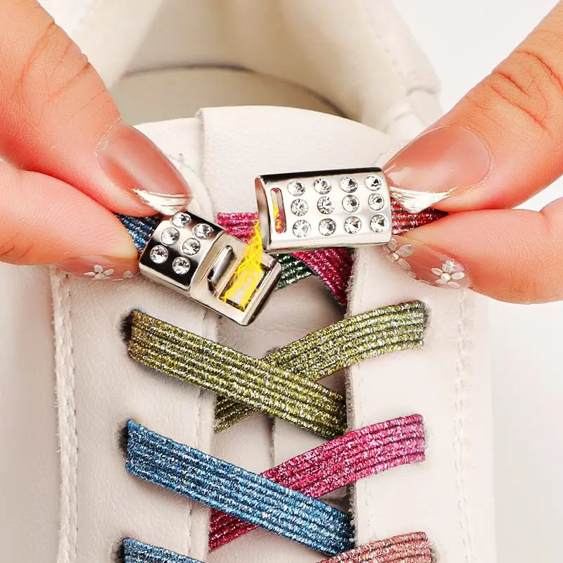 Rainbow-Elastic-Laces-Sneakers-Diamond-Magnetic-Lock-Shoelaces-Without ...