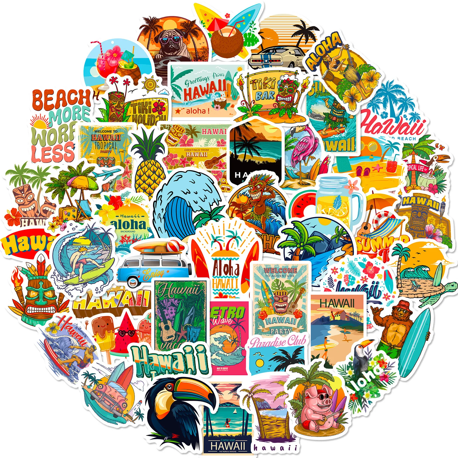 Generic 10/50pcs Hawaii Tropical Beach Surfing Sticker Aesthetic ...