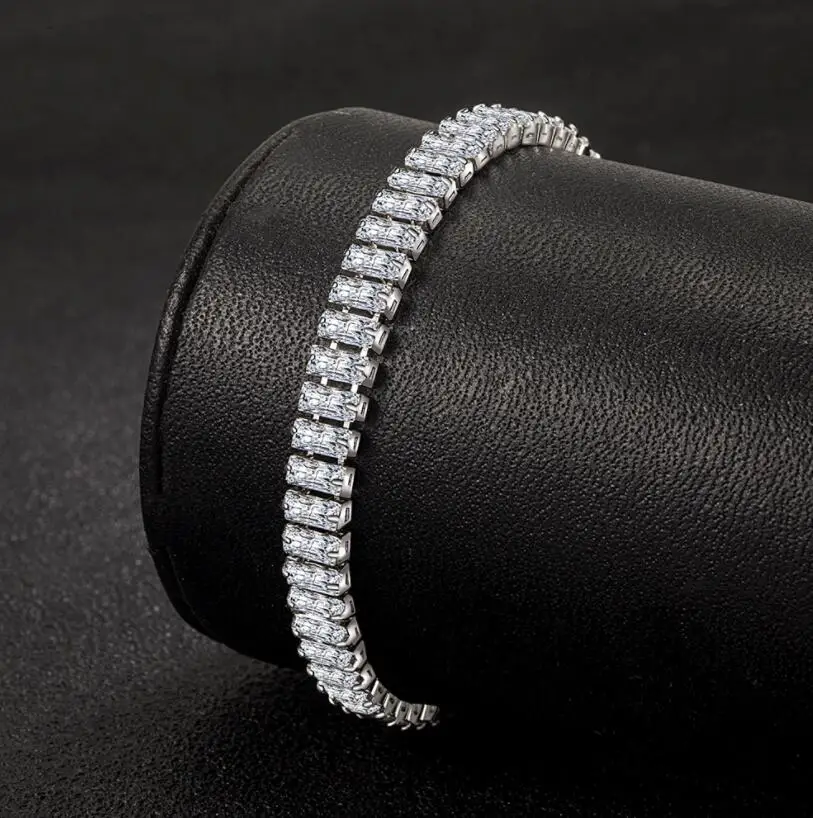 Pulsera de plata de ley 925 para mujer, brazalete con diamantes de ...