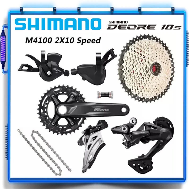 SHIMANO DEORE 2x10 Speed Groupset M4100 M5100 Shifters Front M4120 Rear Derailleur Crankset 46T ...