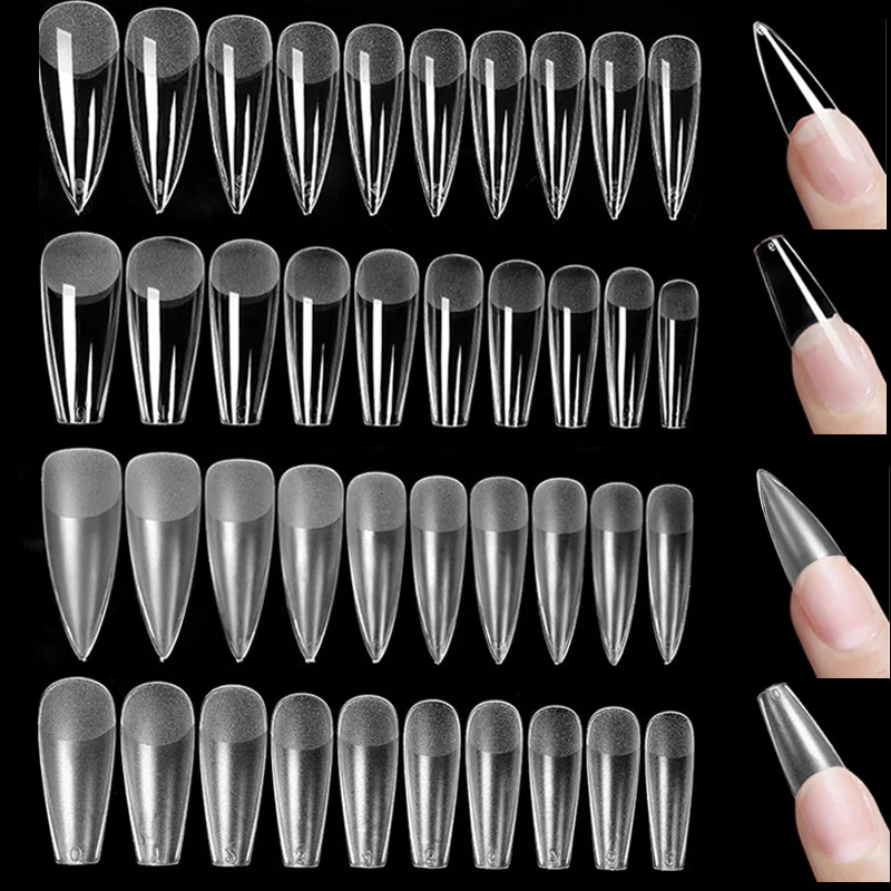 False Nail Tips Extension System Full Cover Sculpted Coffin False Fake ...