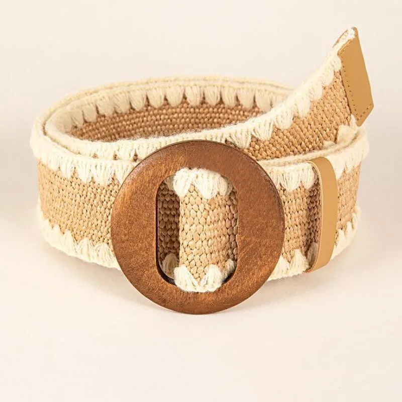Spring-summer-Patchwork-Round-Wood-Buckle-Women-Belt-Fashion-Female ...