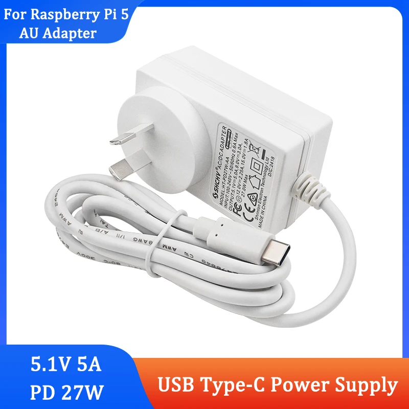 Raspberry-Pi-5-PD-27W-Power-Supply-5-1V-5A-AU-Plug-for-Australia-New ...