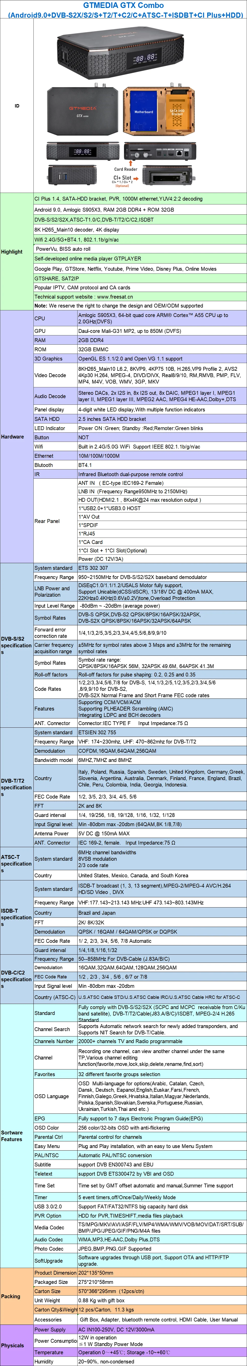 Gtmedia Gtx Combo android Satellite Tv Box 8K H.265-阿里巴巴