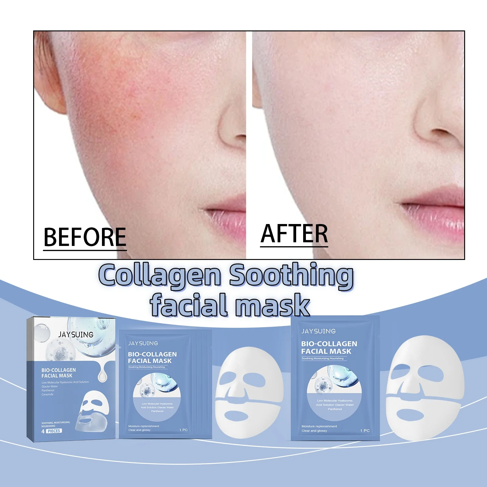 4PCS Collagen Soothing facial mask Moisturizing and improving skin ...