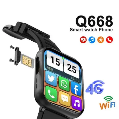 2026 Q668 4G Smart Watch Android 9.0 4GB 64GB GPS WiFi Smartwatch Heart ...