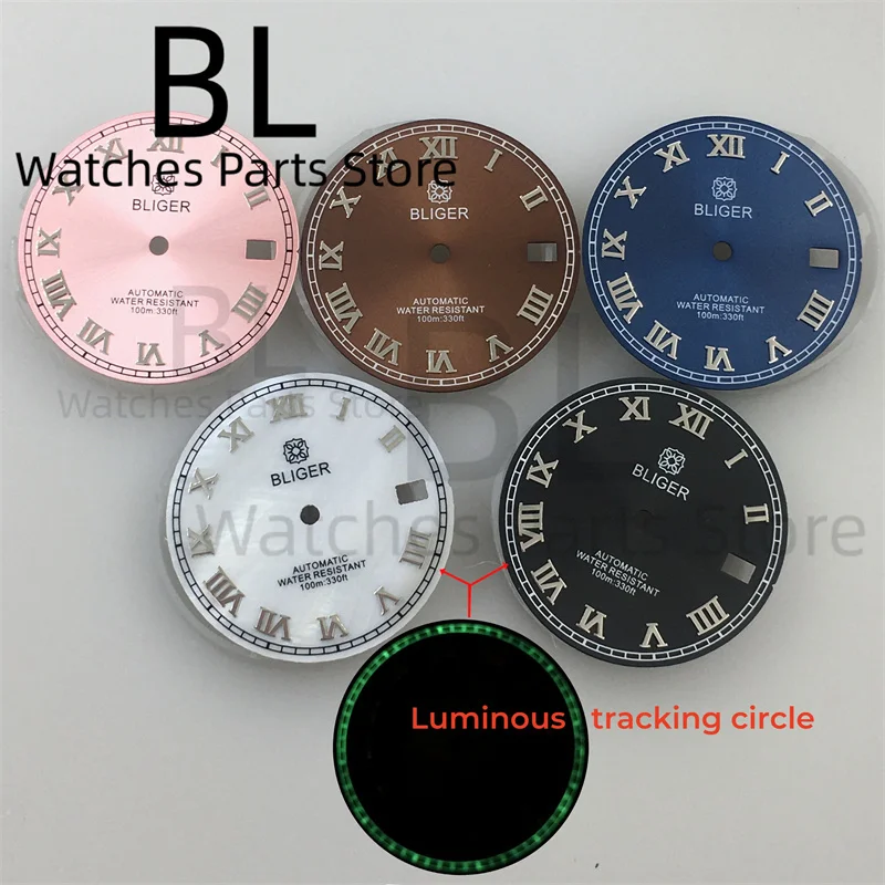 BLIGER-29mm-Sunburst-Watch-Dial-Silver-Roman-Index-With-Luminous ...