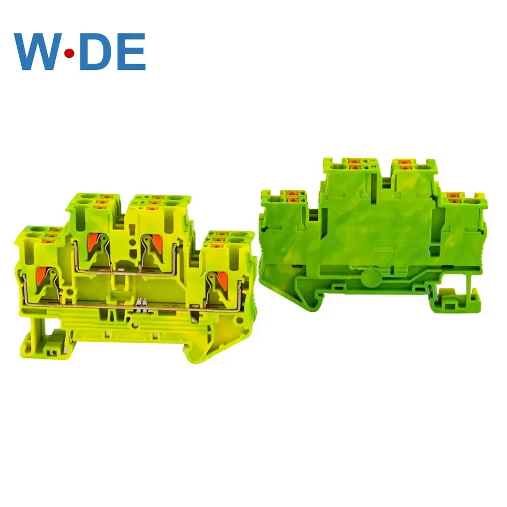 10Pcs-PTTB-2-5PE-Ground-Terminal-Block-Double-Layer-Return-Pull-Spring ...