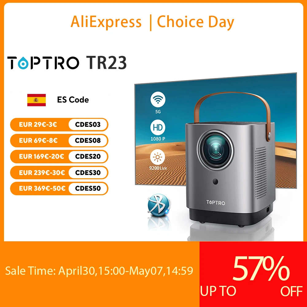 TOPTRO-Proyector-port-til-TR23-dispositivo-con-WIFI-Bluetooth-9500-l ...
