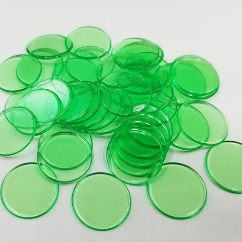 100pcs Plastic Tokens 19mm Chips Transparent Round Chips Game Currency ...