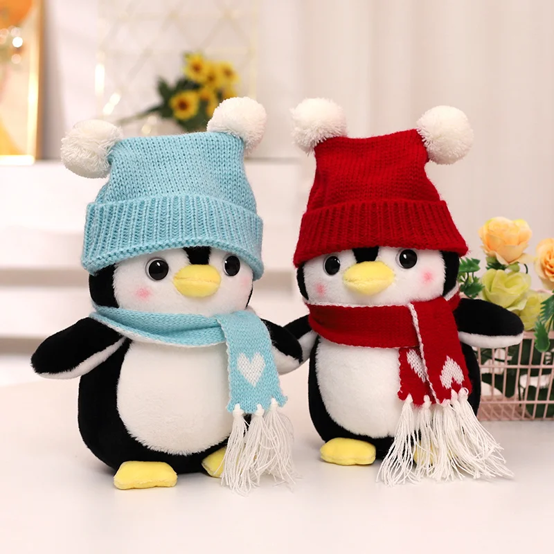 1pc 25/35cm Cute Penguin With Hat Scarf Plush Toy Doll Soft Stuffed ...