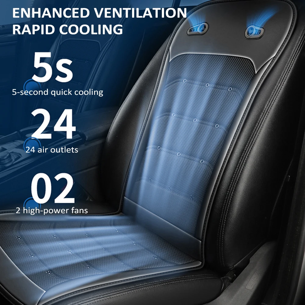Cooling Car Seat Cushion, 12V/24V Front Seat Cooled Seat Cover with ...
