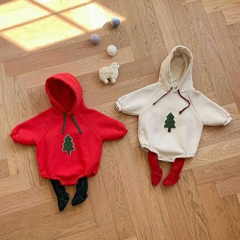 Mono de Navidad para niños y niñas, mono con capucha, bordado de árbol ...