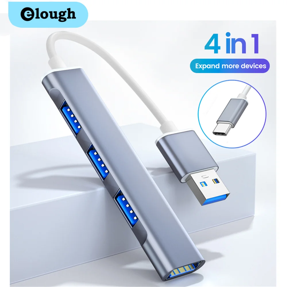 Elough Hub Usb C 4ports Hub Usb 3.0 Otg High Speed Type-c Splitter ...
