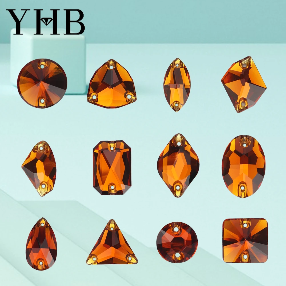 YHB T259 Tangerine Rolivi Lemon Drop Glass Crystal AB Sewing Stones ...