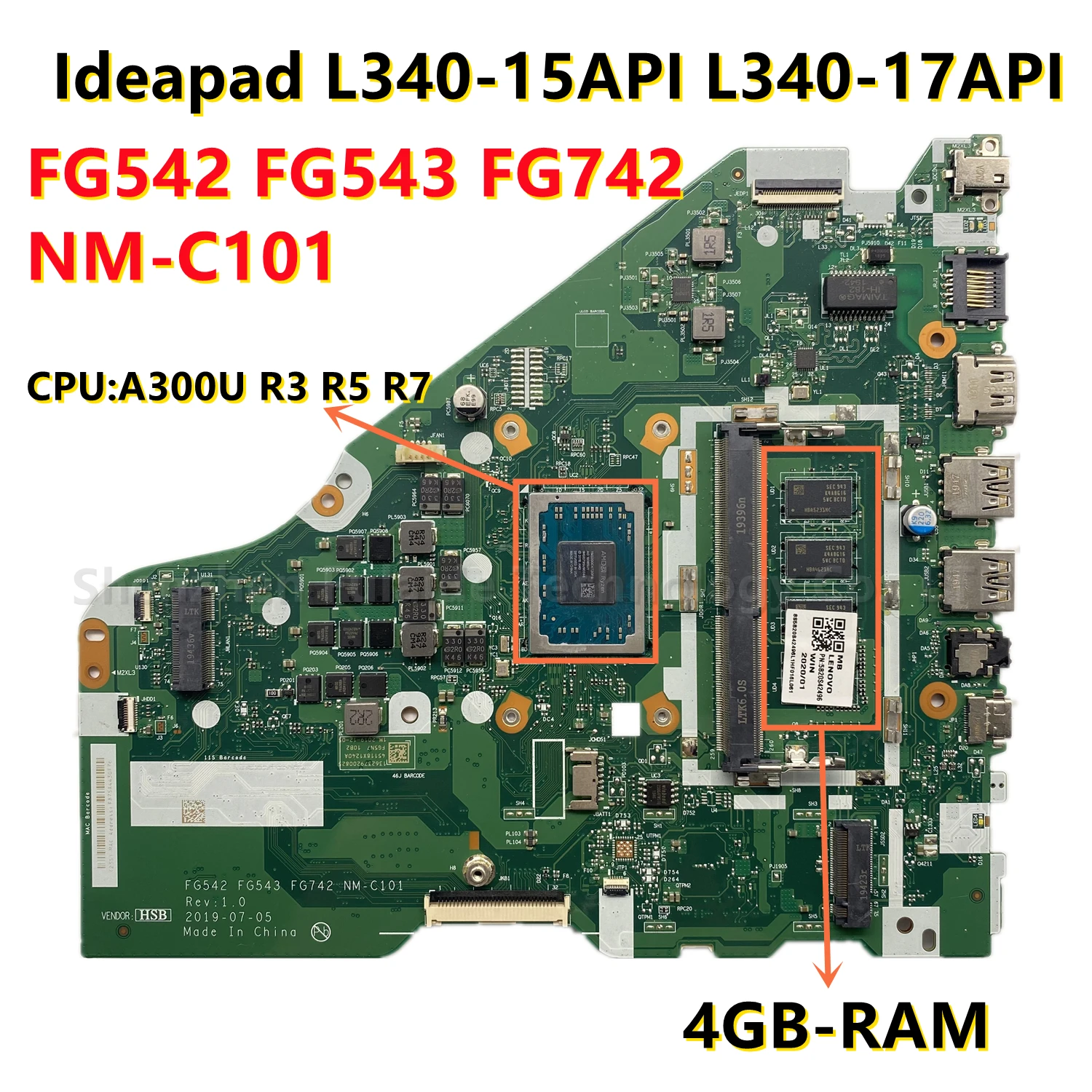 FG542 FG543 FG742 NM-C101 For Lenovo Ideapad L340-15API L340-17API ...