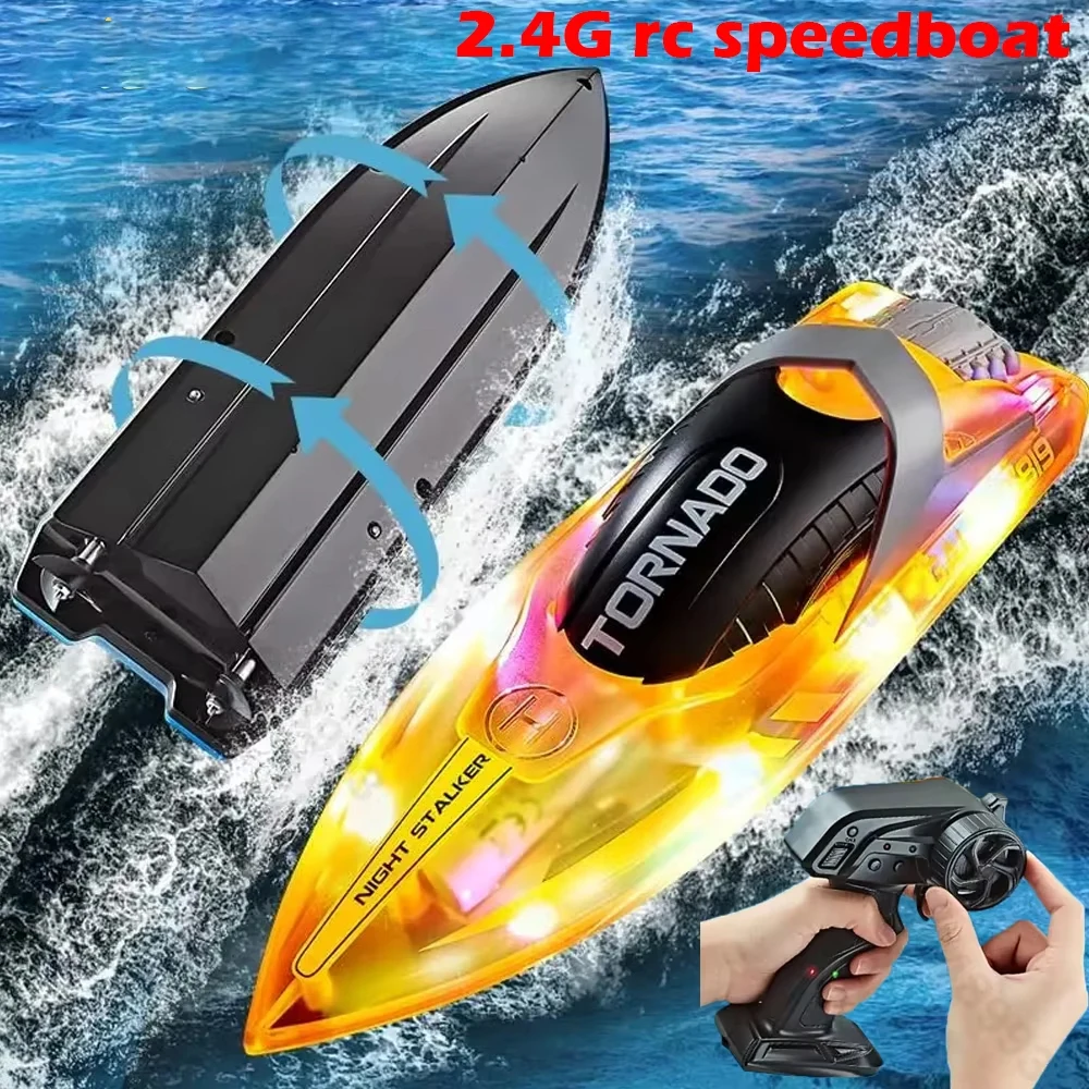 HJ819 Remote Control Boat 2.4Ghz Light High-Speed RC Racing Ship ...