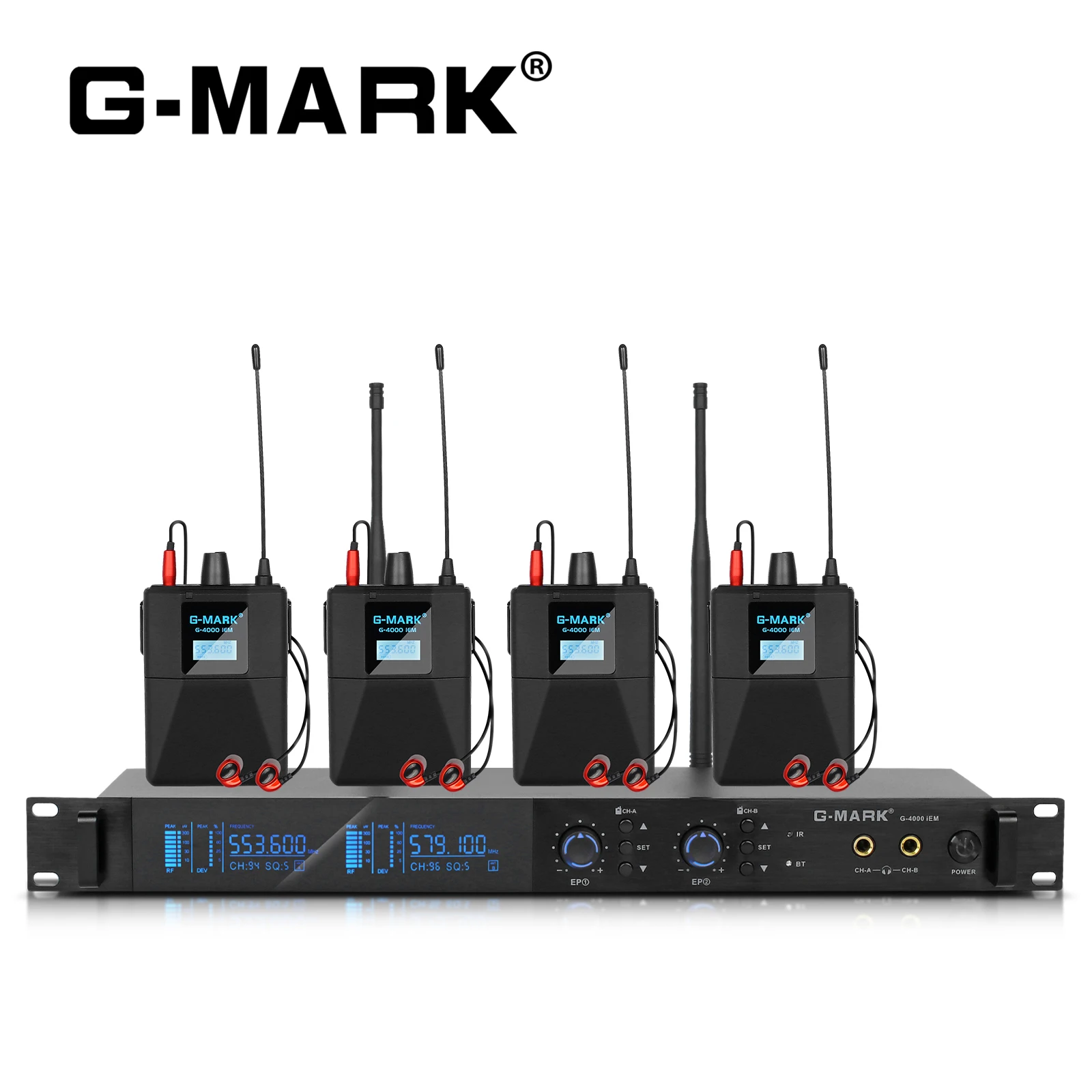 인이어 모니터 시스템 G-MARK G4000IEM UHF 무선 스테이지 리턴, 이어폰 포함, 기타 스튜디오 밴드용 금속 바디