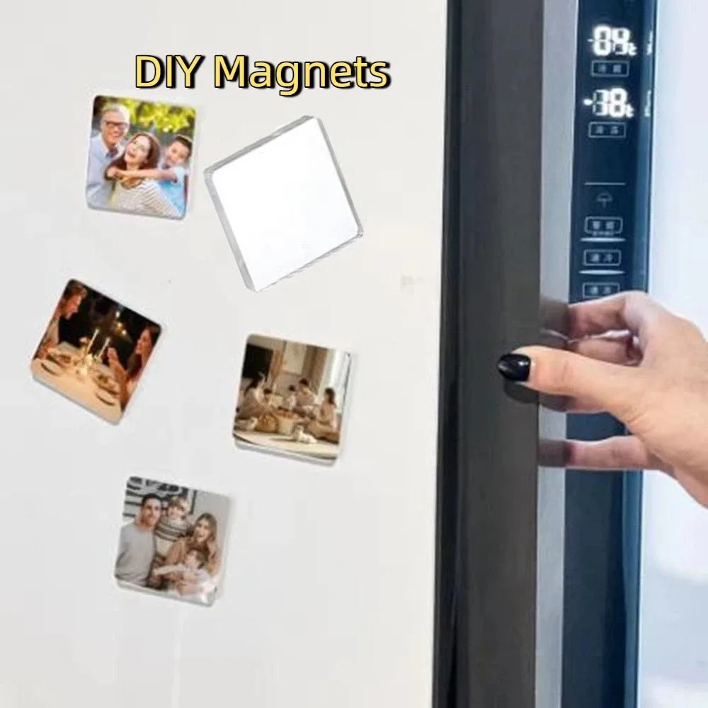 16 Pieces Acrylic DIY Transparent Refrigerator Magnet Handmade Material ...