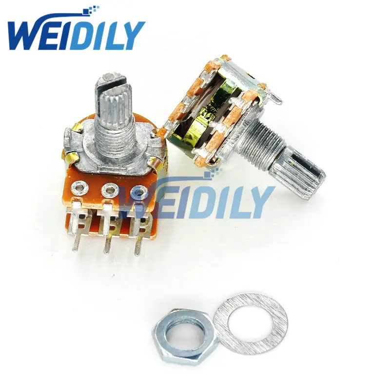 2pcs Dual Stereo Potentiometer Pot B50k 50k Linear Shaft 15mm 6pin ...