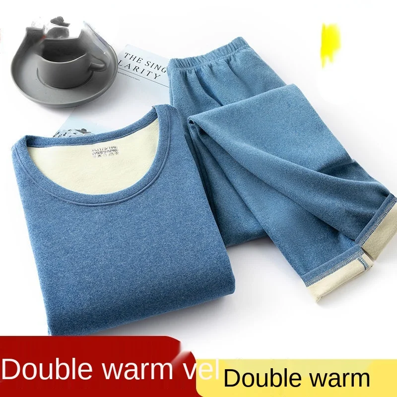 Winter Thermal Underwear Sets Men Blue Warm Casual Underwear Hight ...