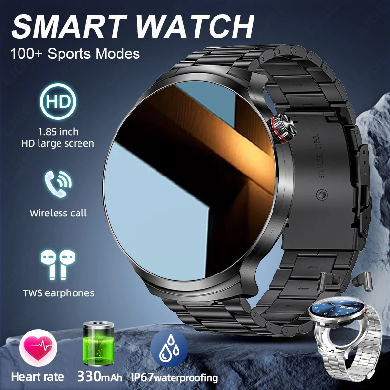 LIGE Smart Watch TWS 2-in-1 Headset Bluetooth Call Heart Rate Blood ...