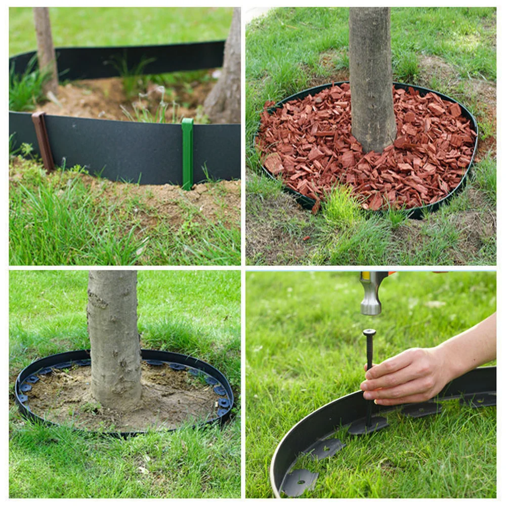 5m Garden Edging Border 15 Stakes L-shaped Stone Grass Barrier ...