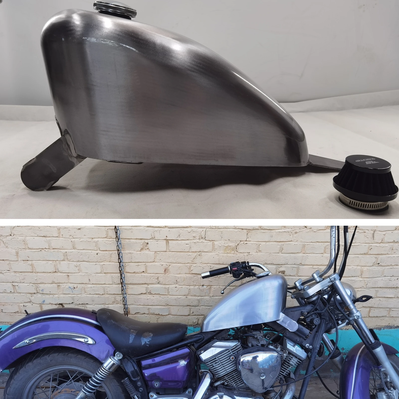 8 L Motorcycle Petrol Fuel Gasoline Iron Tank Box Luggage With Gas Cap ...