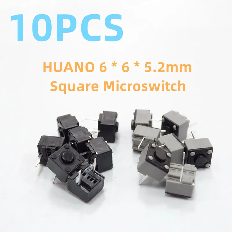 New-HUANO-10PCS-6-6-5-2-Square-Silent-Micro-Switch-Mouse-Mute-Switch ...