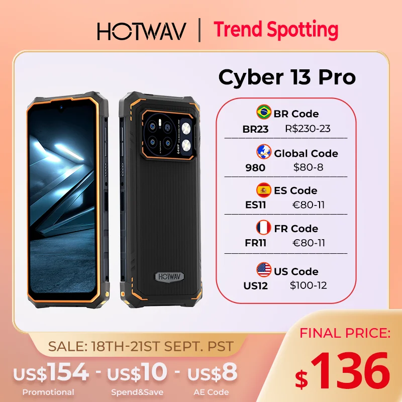 TWAV-Lampe de poche Cyber 13 Pro pour salle de bain, Android 13 Global ...