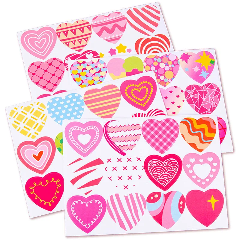 Laser Hearts Love Stickers Glitter Adhesive Heart Sticker Labels for ...