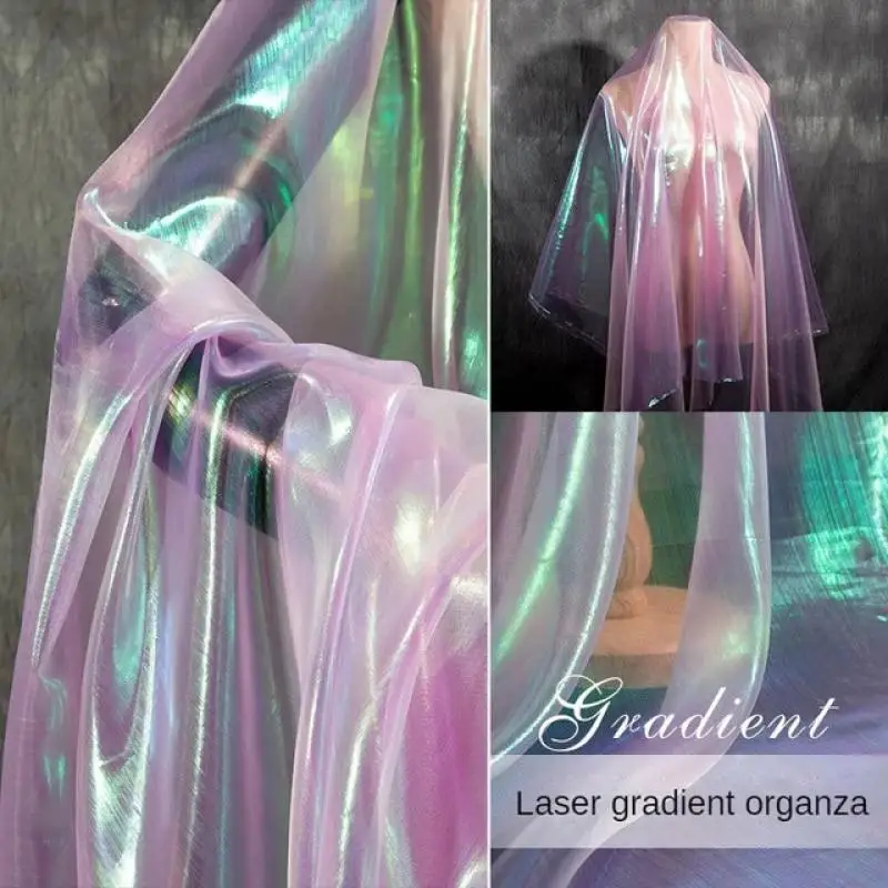 Laser-Gradient-Organza-Fabric-Dress-Diy-Handmade-Garment-Fabric-Soft ...