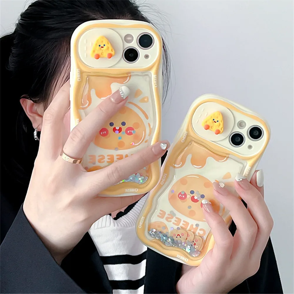 Cartoon-Sweet-3D-Glitter-Cheese-Phone-Cases-For-iPhone-14-11-12-13-Pro ...