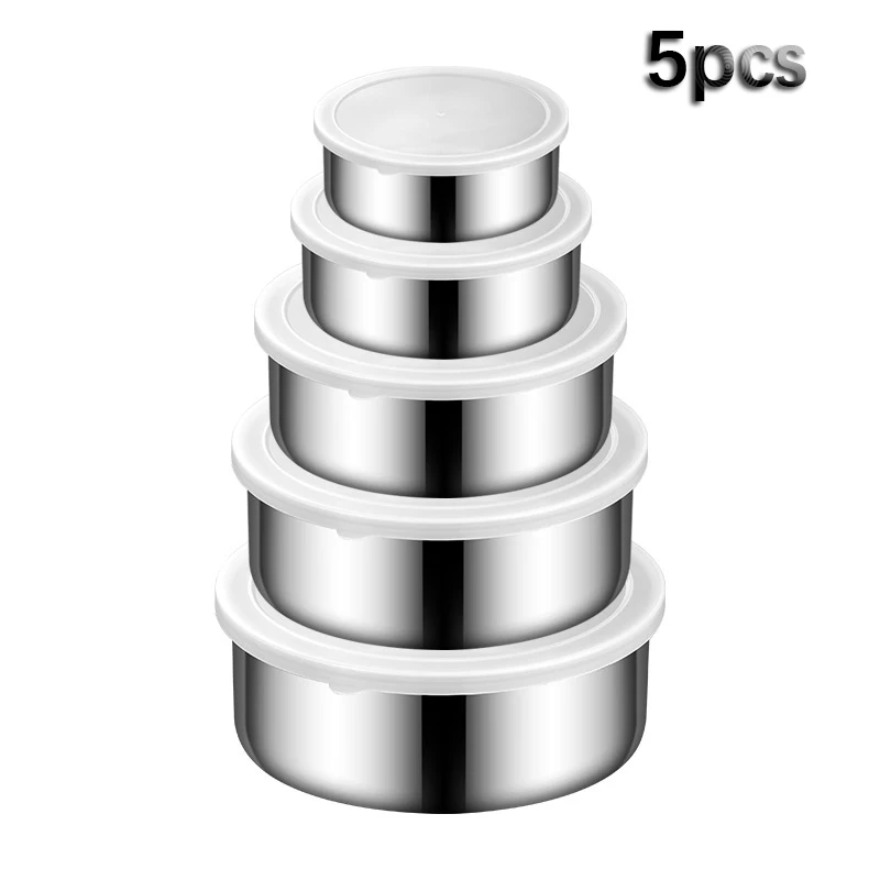 5pcs-Stainless-steel-round-sealed-fresh-keeping-bowl-with-a-cover ...