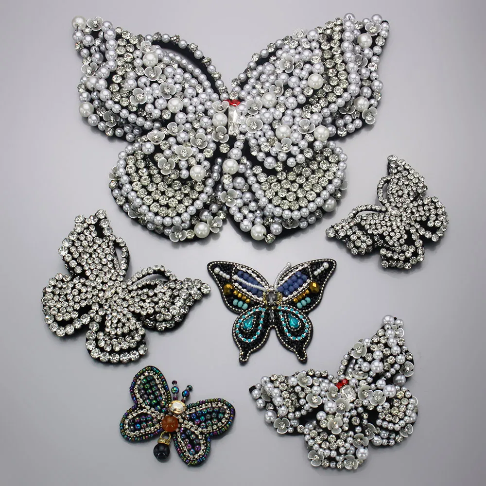 Rhinestone-Beaded-3D-Butterfly-Patches-For-Clothing-Sew-On-Sequin ...