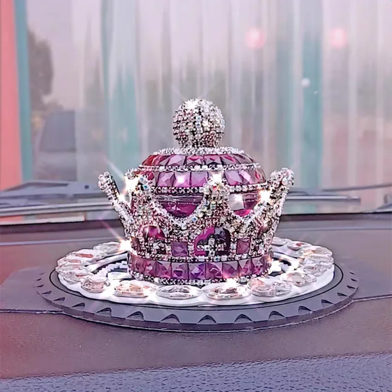 Crystal Crown Car Fragrance Diffuser Perfume Bottle Holders Ornaments ...