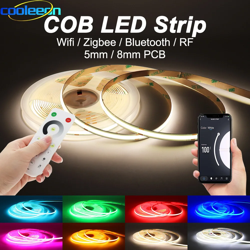 3m-5m-COB-LED-Strip-Light-with-RF-Dimmer-Power-Supply-Wifi-Zigbee-Smart ...