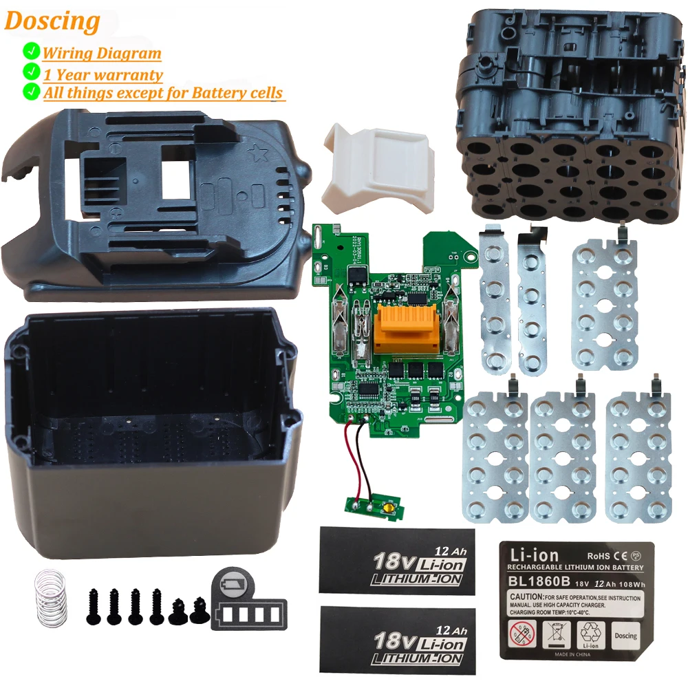 BL1830 Battery Case For Makita 18V DIY 1.2Ah 6.0Ah BL1860 BL1850 Shell ...