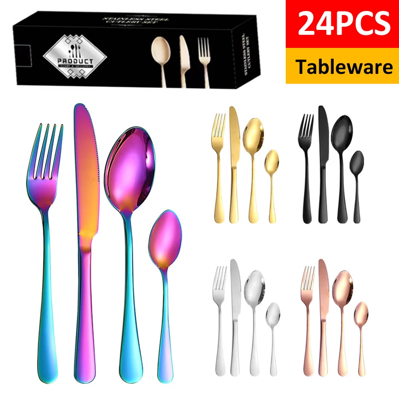 24pcs-Set-Western-Steak-Knife-Fork-Dessert-Spoon-Stainless-Steel-5 ...