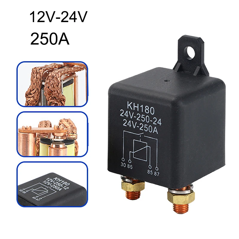 Car-Relay-12V-24V-250-AMP-High-Power-Continuous-Type-Relays-Socket-5Pin ...