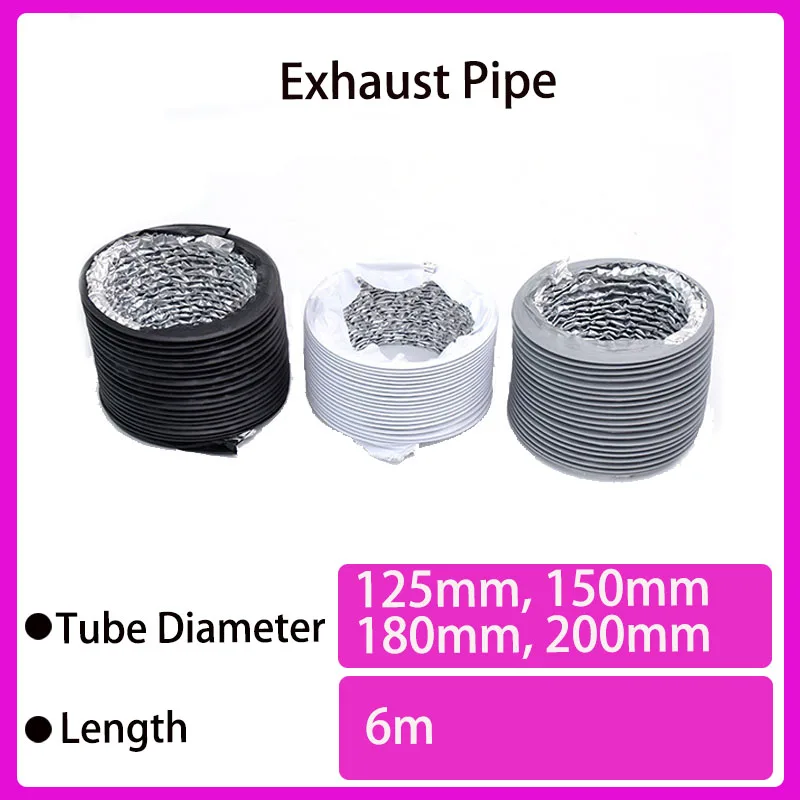 1PCS-125mm-150mm-180mm-200m-kitchen-range-hood-exhaust-pipe-aluminum ...