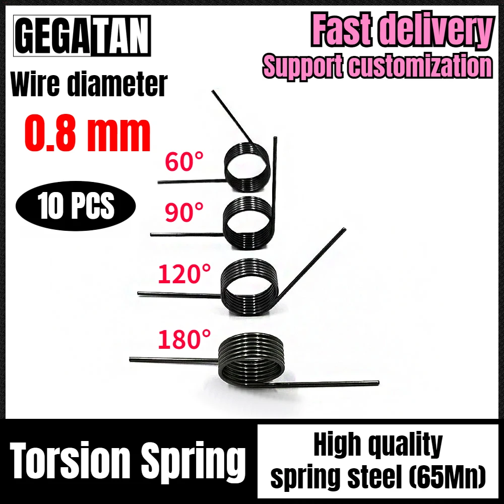 10 Pcs 와이어 직경 0.8mm 3/6/9 코일 65Mn 스프링 V 스프링 비틀림 작은 리턴 스프링 머리핀 봄 180/120/90/60 학위| | - AliExpress