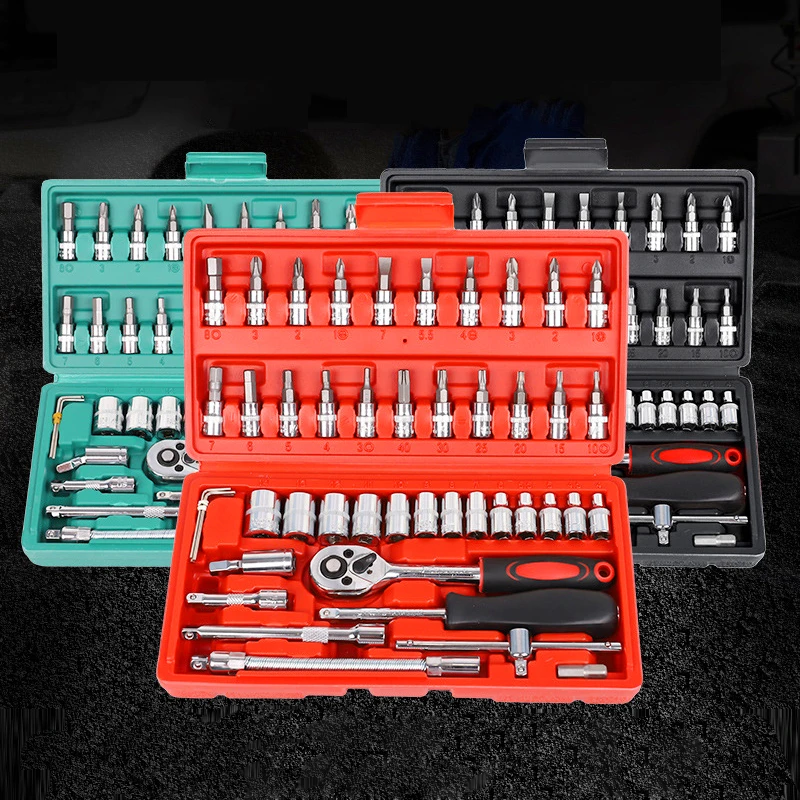 46pcs Socket Ratchet Car Repair Tool Wrench Set Head Ratchet Pawl ...