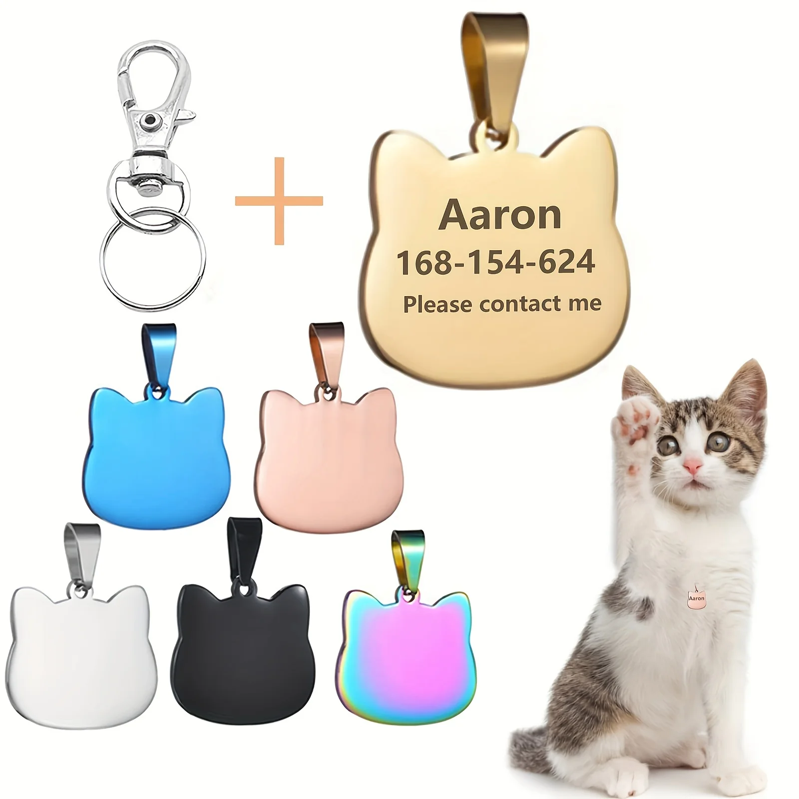 1PC-Personalized-Cat-ID-Tag-Custom-Engraved-Stainless-Steel-Pet-Name ...