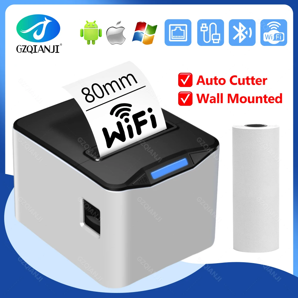 80mm 3inch Thermal Receipt Printer with Auto Cutter POS Billing Printer ...