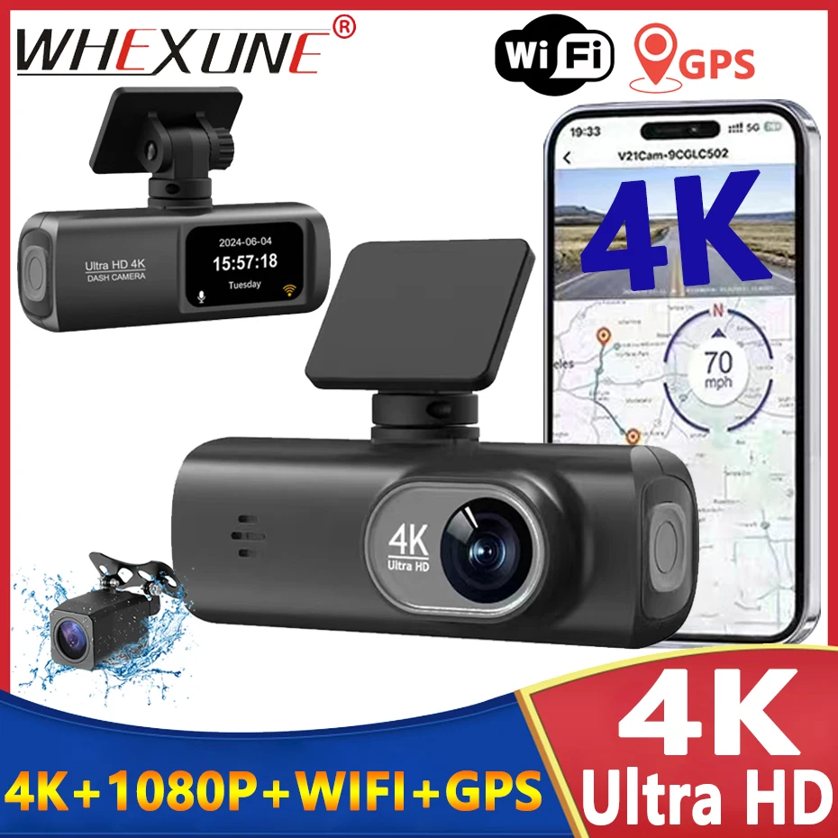 UHD-4K-Dash-Cam-Dual-Lens-Driving-Recorder-Car-DVR-1080P-Rear-Lens ...