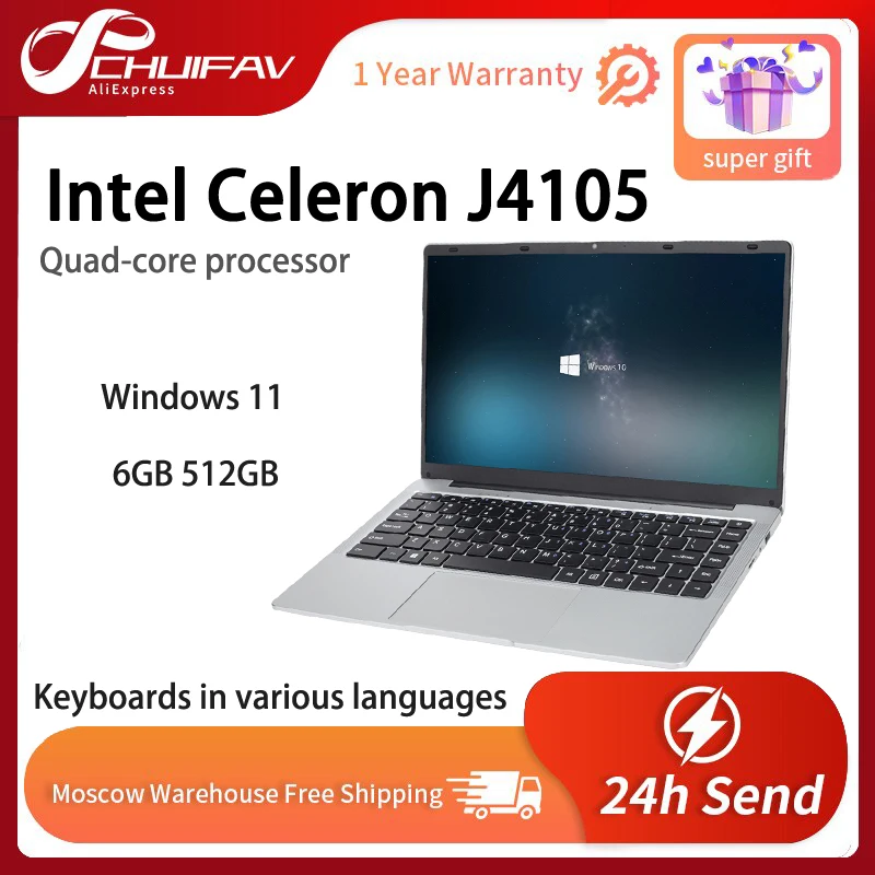 Gaming Laptop 14.1inch Intel Celeron J4105 Notebook DDR4L 6G RAM 256G ...