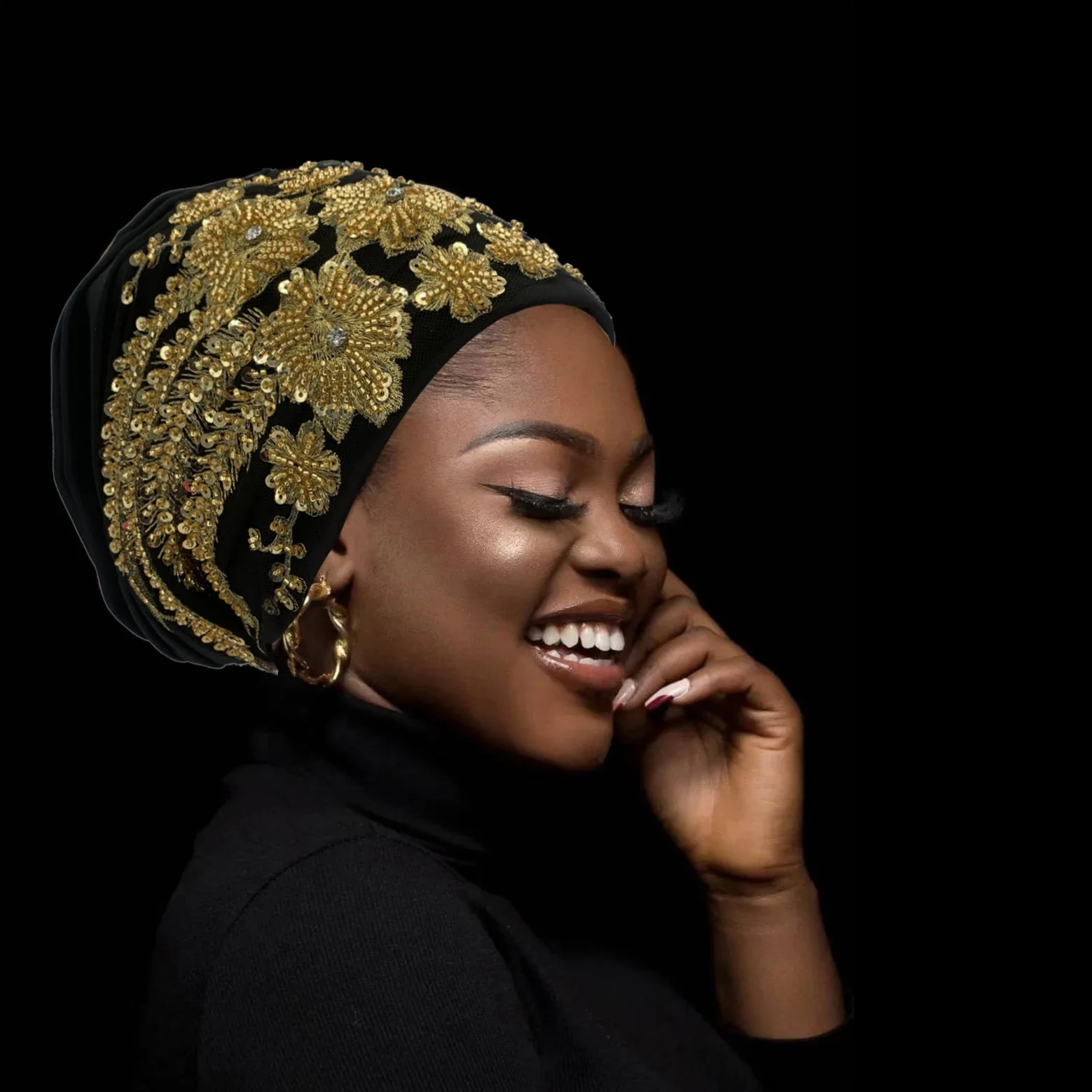 African-Female-Wrap-Head-Bonnet-Muslim-Turban-Hat-Lady-Head-Wraps ...