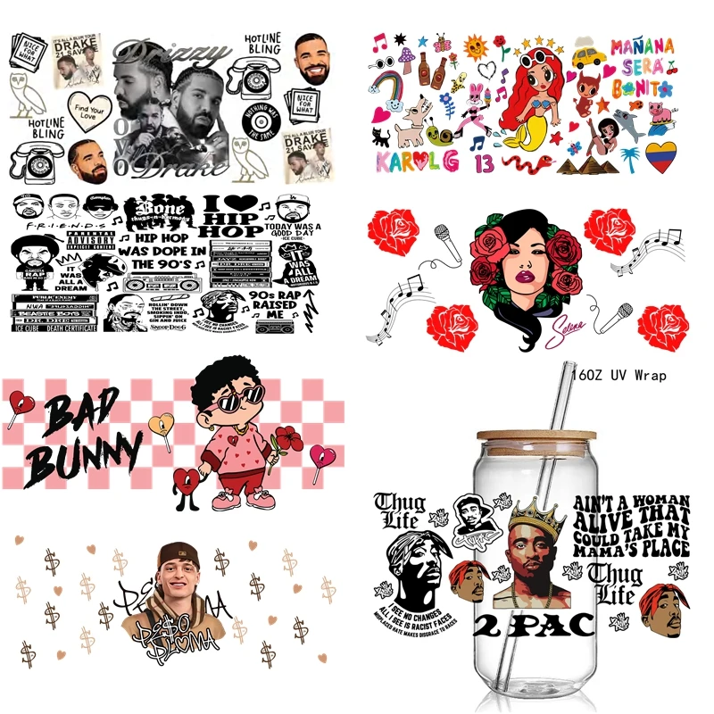 16OZ 3D Hip Hop UV DTF Cup Wrap Transfers Stickers 90S rap raised me ...